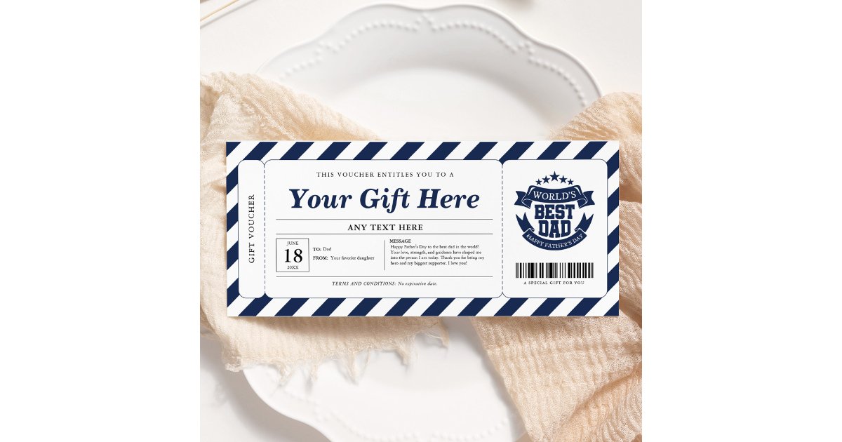 Fathers Day Gift Certificate Voucher Invitation | Zazzle