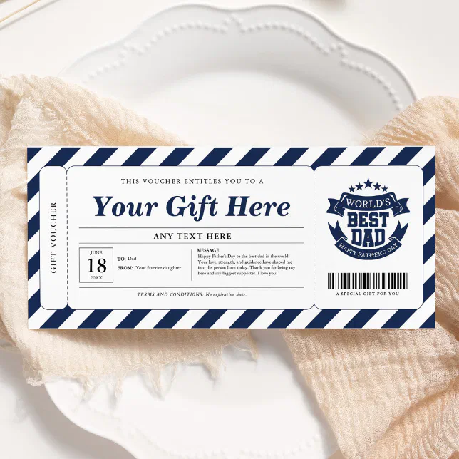 Fathers Day Gift Certificate Voucher Invitation | Zazzle