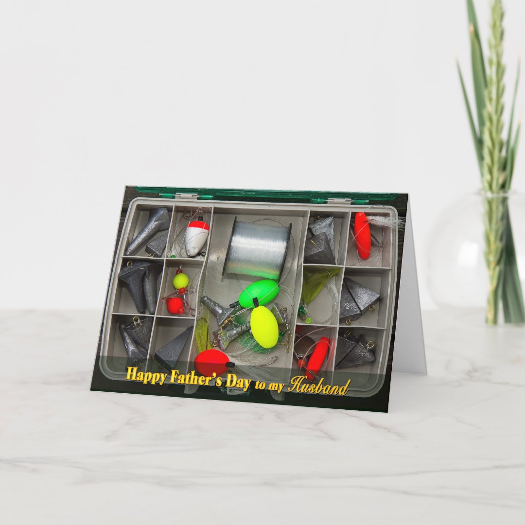 Father's Day - Husband - Fishing Tackle Box - Top Card | Zazzle