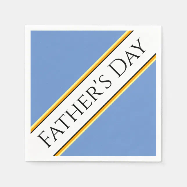 FATHER'S DAY Light Blue White Slant Racing Stripes Napkins | Zazzle