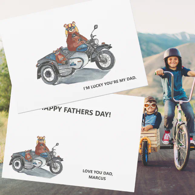 Father's Day Motorcycle with Sidecar Bears | Zazzle
