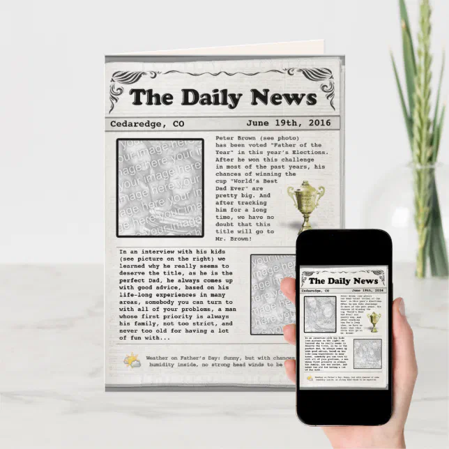 Father's Day Newspaper (customizable) Card | Zazzle