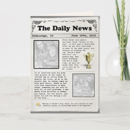 Father's Day Newspaper (customizable) Card | Zazzle