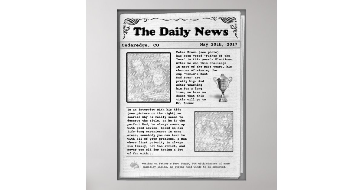 Father's Day Newspaper (customizable) Poster | Zazzle