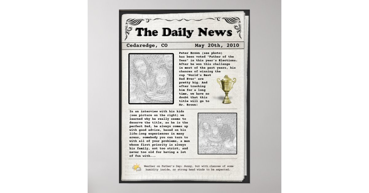 Father's Day Newspaper (customizable) Poster | Zazzle