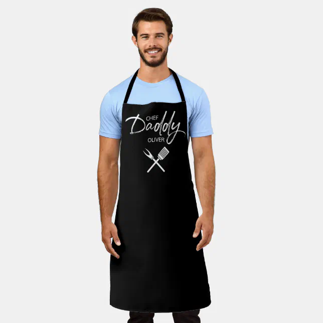 Father's day Personalized Chef Daddy Script Apron | Zazzle