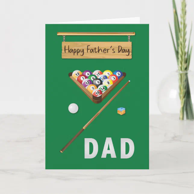 Fathers Day Pool Billiards Game Fun Card | Zazzle