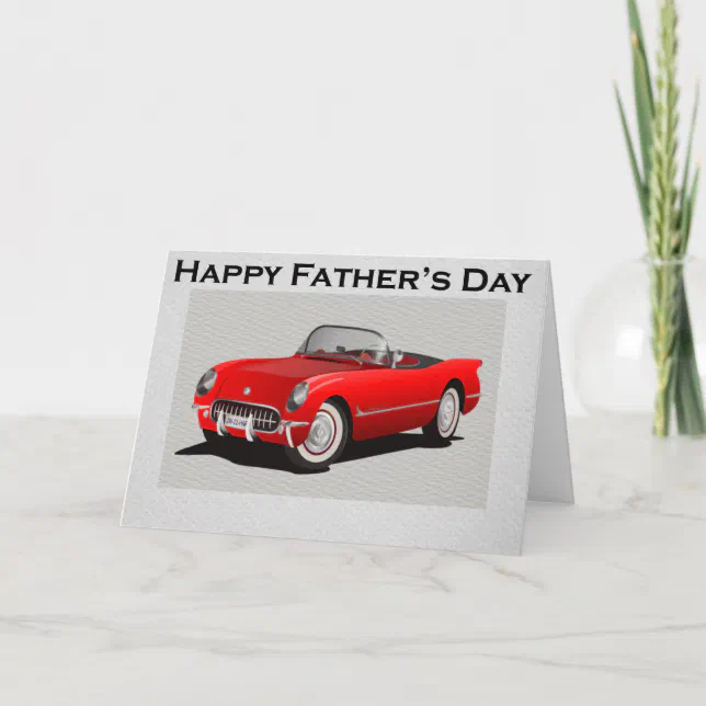 Father's Day Red Convertible Sports Car Card | Zazzle