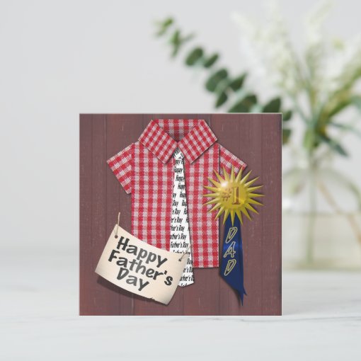Father's Day Red Shirt with Barn Background Invitation | Zazzle
