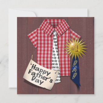 Father's Day Red Shirt with Barn Background Invitation | Zazzle