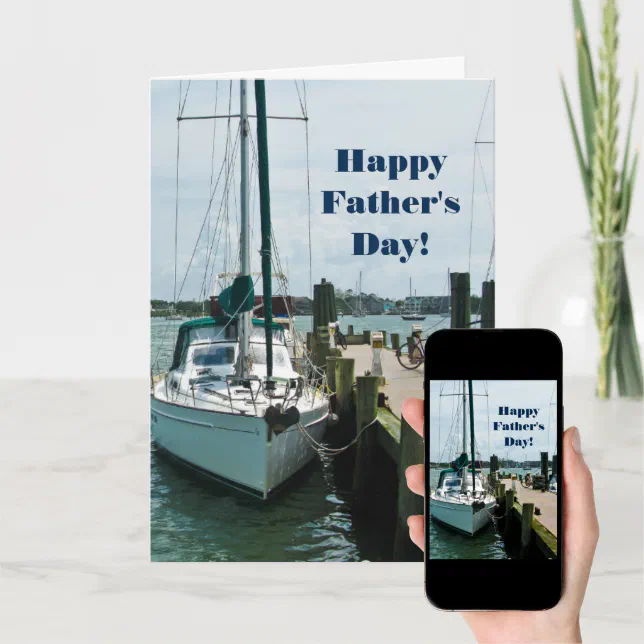 Fathers Day Sailing Boat Captain Card | Zazzle