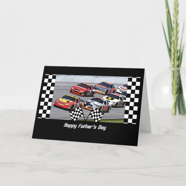 Father's Day Stock Car Racing Checkered Details Card | Zazzle