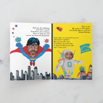 Father's Day Super Story Book Adventure Holiday Card | Zazzle