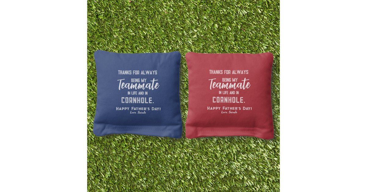 Father's Day Thanks for always being my teammate Cornhole Bags | Zazzle