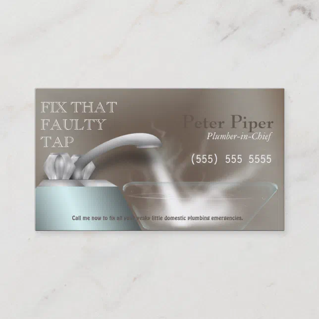 Faucet Plumber Plumbing Service Business Card | Zazzle
