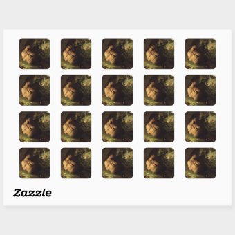Faun and Nymph, 1868 Square Sticker | Zazzle