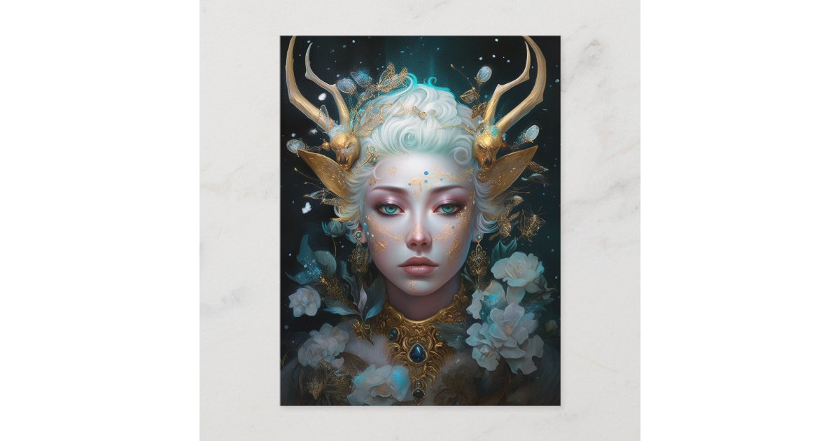 Faun Elf Woman Fantasy Art Postcard | Zazzle