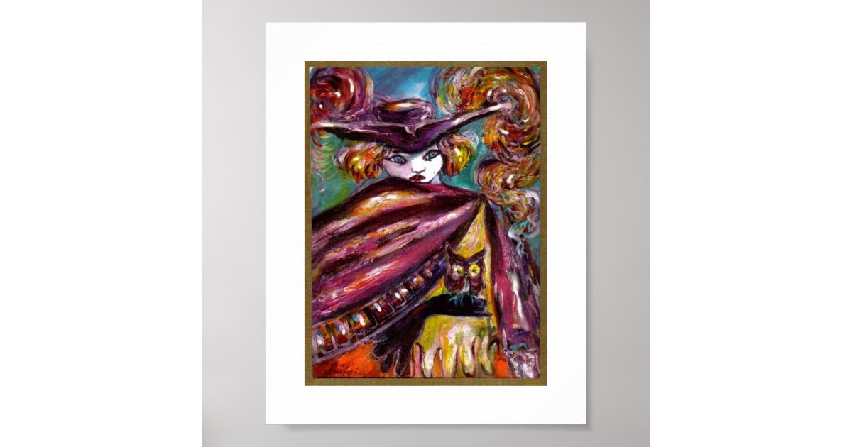 FAUST / Mysterious Mask with Tricorn and Owl Poster | Zazzle