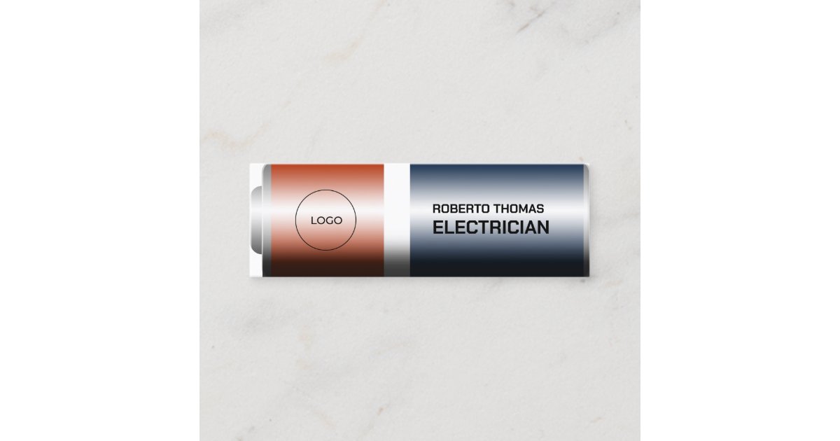 Faux battery looks mini business card | Zazzle
