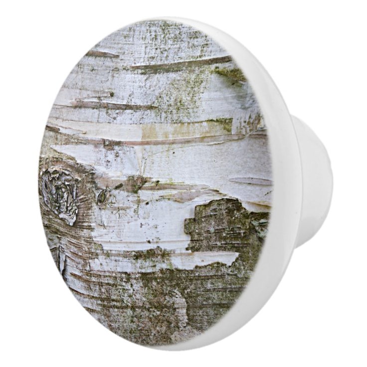 Faux Birch Tree Bark Texture Look Pattern Ceramic Knob | Zazzle