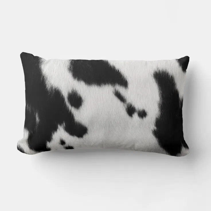 Faux Black and White Cow Hide. Lumbar Pillow | Zazzle
