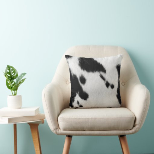 Faux Black and White Cow Hide. Throw Pillow | Zazzle