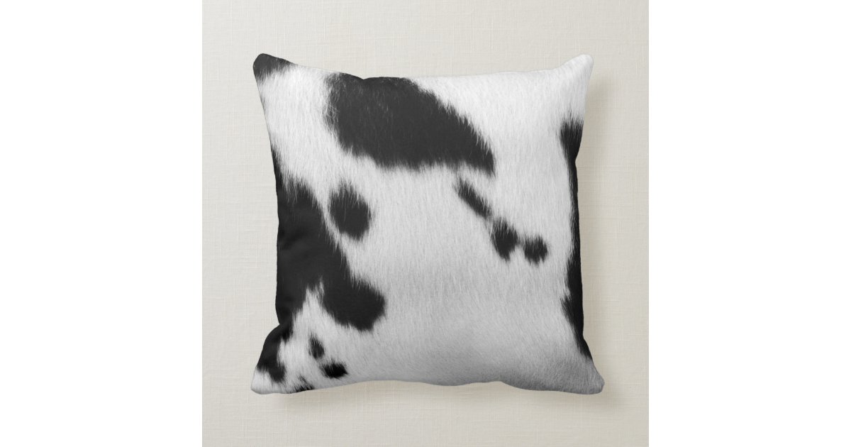 Faux Black and White Cow Hide. Throw Pillow | Zazzle.com