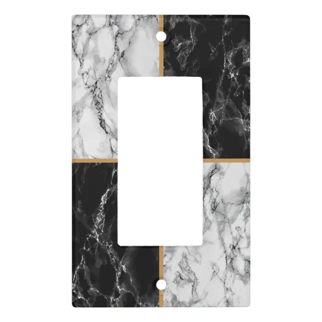Faux Black White Marble Stone Light Switch Cover | Zazzle
