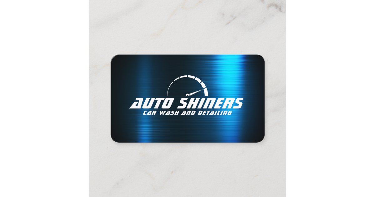 Faux blue metallic shine business card | Zazzle