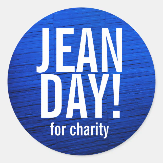 Faux Blue Texture Jean Day Stickers | Zazzle