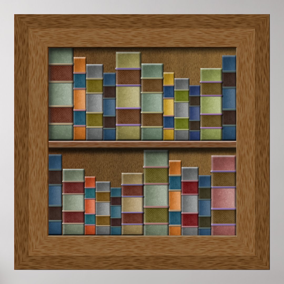Faux Book Spines Shelf Poster | Zazzle
