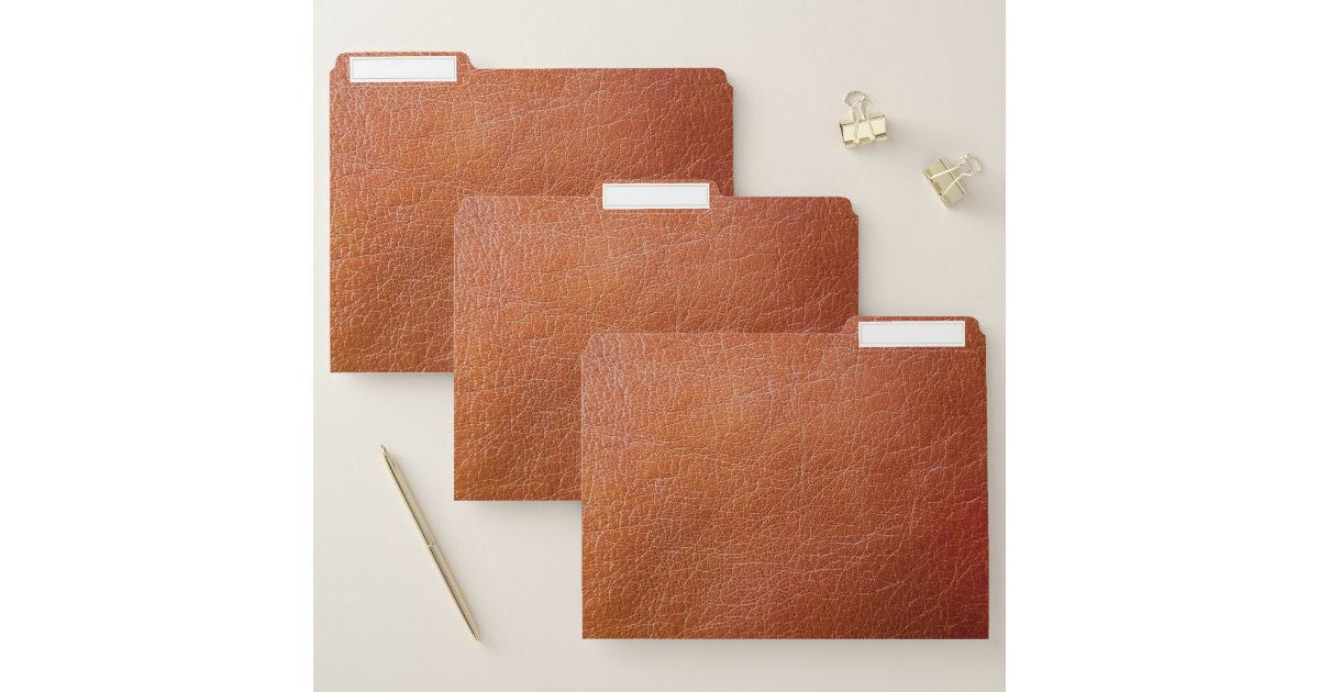 Faux brown leather file folder | Zazzle