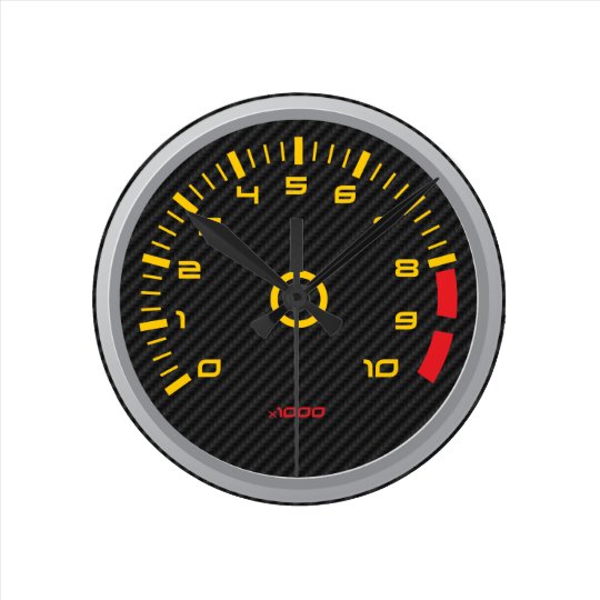 Faux Carbon Fiber Car RPM Gauge Wall Clock | Zazzle.com