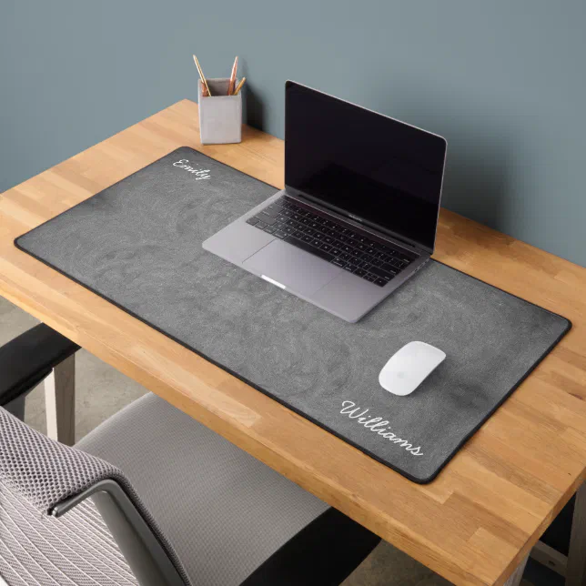 Faux Chalkboard Blackboard Look Black and White Desk Mat | Zazzle