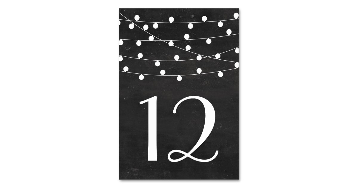 Faux Chalkboard String Lights Table Numbers Card | Zazzle