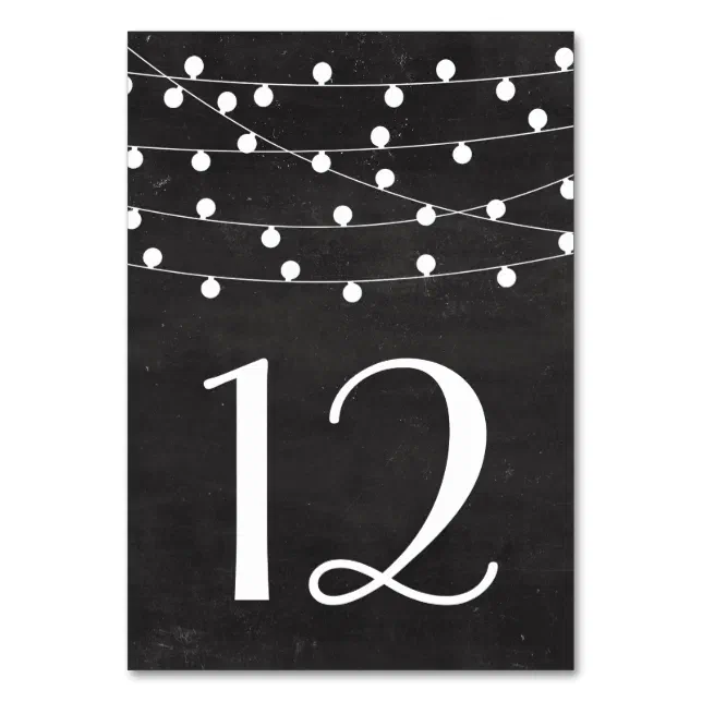 Faux Chalkboard String Lights Table Numbers Card | Zazzle