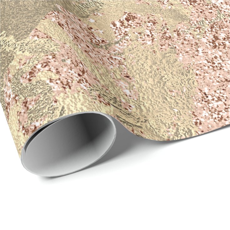 Faux Champaigne Rose Gold Marble Metallic Lux VIP Wrapping Paper | Zazzle