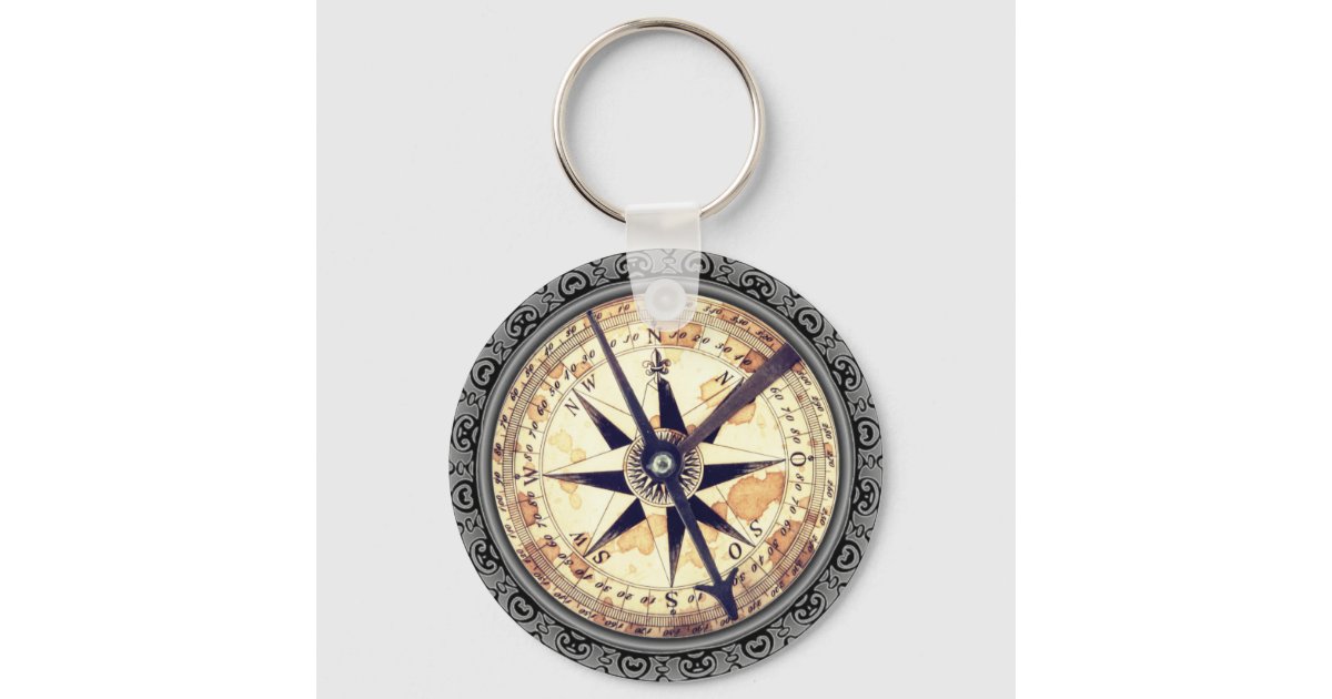 Faux compass keychain | Zazzle