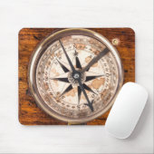 Faux compass on wood mouse pad | Zazzle