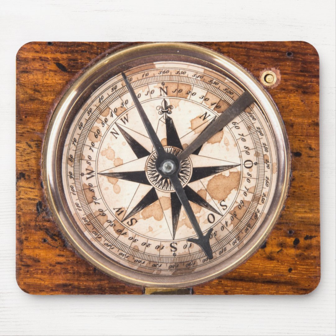 Faux compass on wood mouse pad | Zazzle