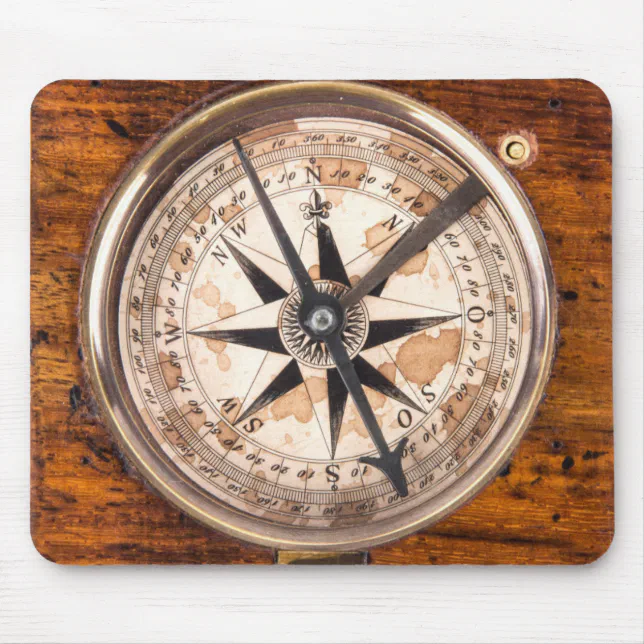 Faux compass on wood mouse pad | Zazzle
