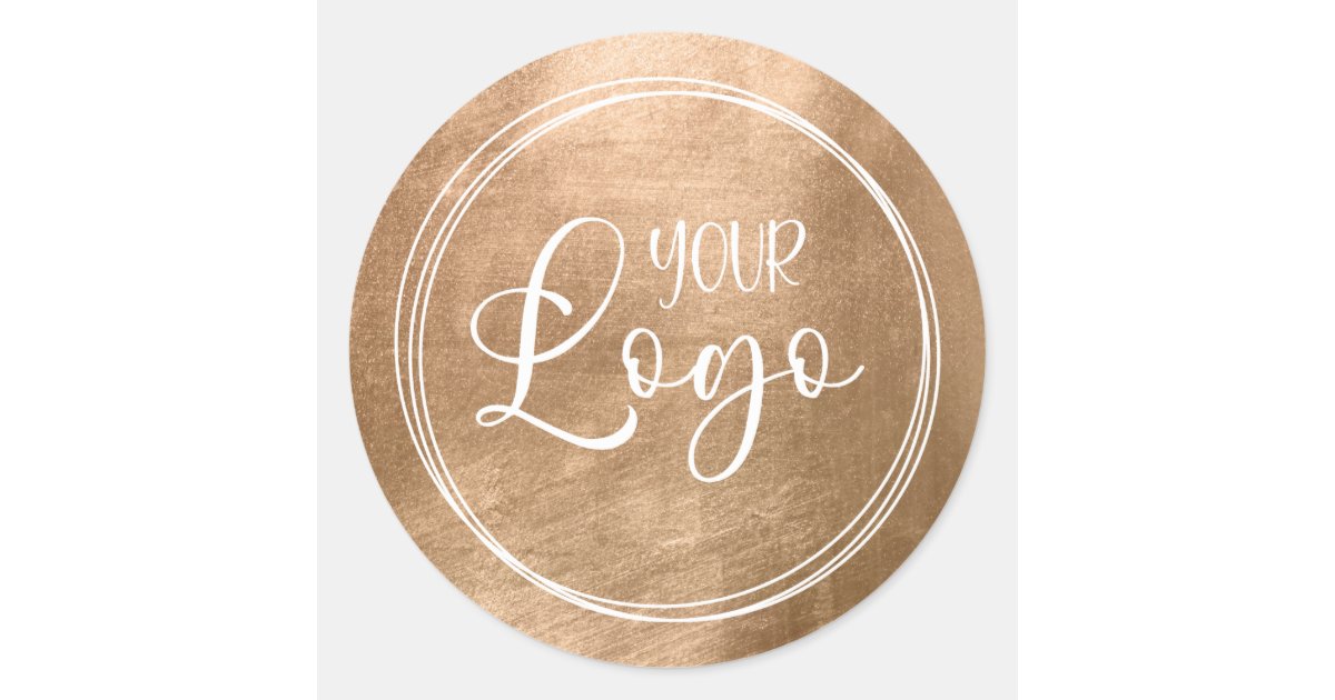 Faux Copper Gold Foil Logo Classic Round Sticker | Zazzle