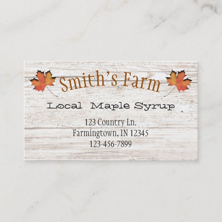 Faux Cutout Maple Leaf Maple Syrup Business Card | Zazzle
