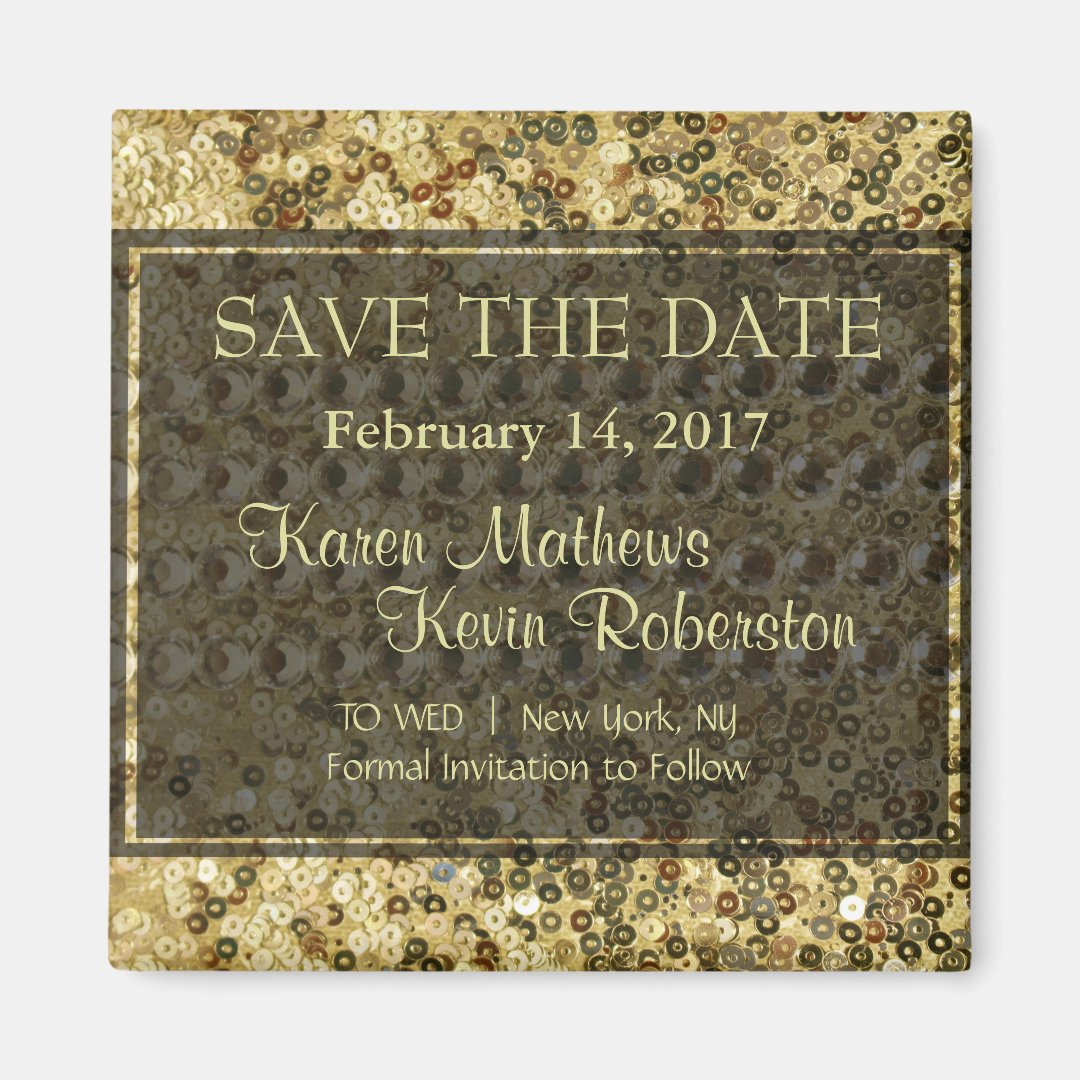 Faux Diamond and Gold Glitter Look Magnet | Zazzle