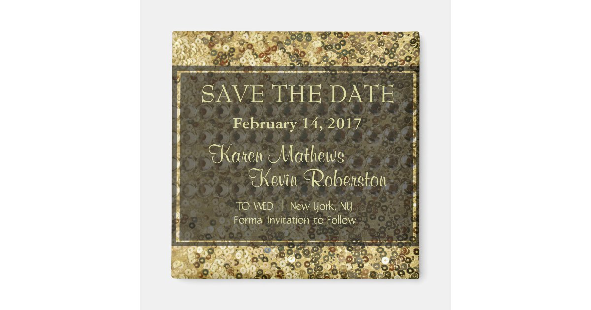 Faux Diamond and Gold Glitter Look Magnet | Zazzle