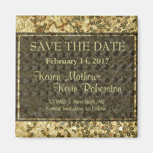 Faux Diamond and Gold Glitter Look Magnet | Zazzle