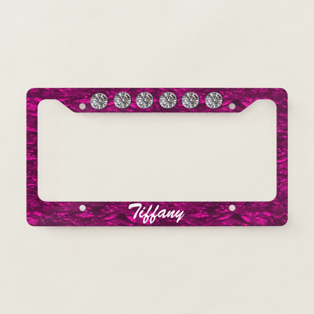 Faux Diamonds License Plate Frame | Zazzle