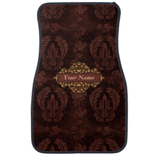 Faux "Embossed Leather" w/Brass Car Mats | Zazzle