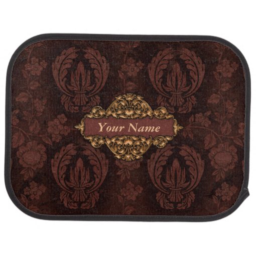 Faux "Embossed Leather" w/Brass Car Mats | Zazzle