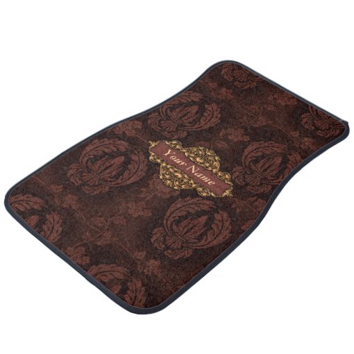 Faux "Embossed Leather" w/Brass Car Mats | Zazzle